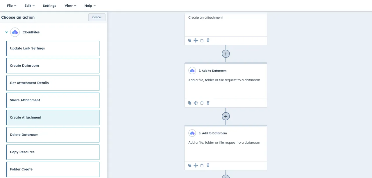 Create Attachment Action - HubSpot