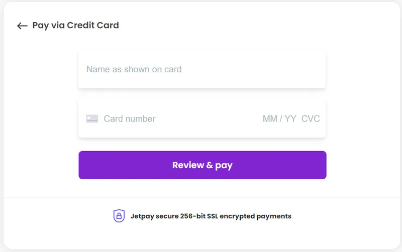 Payment Methods - Jetpay