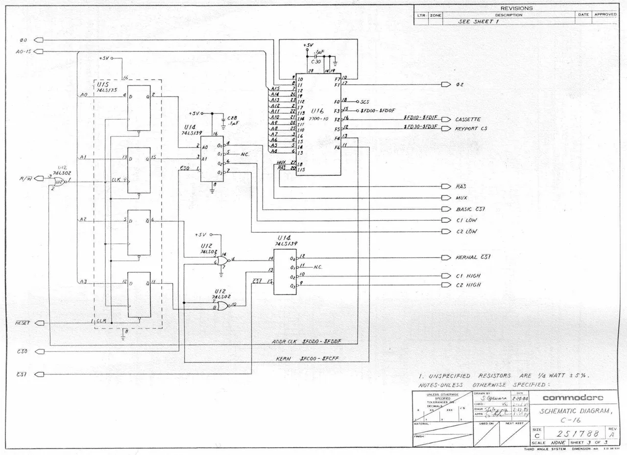 Schematics (Commodore 16) - RetroSix Wiki
