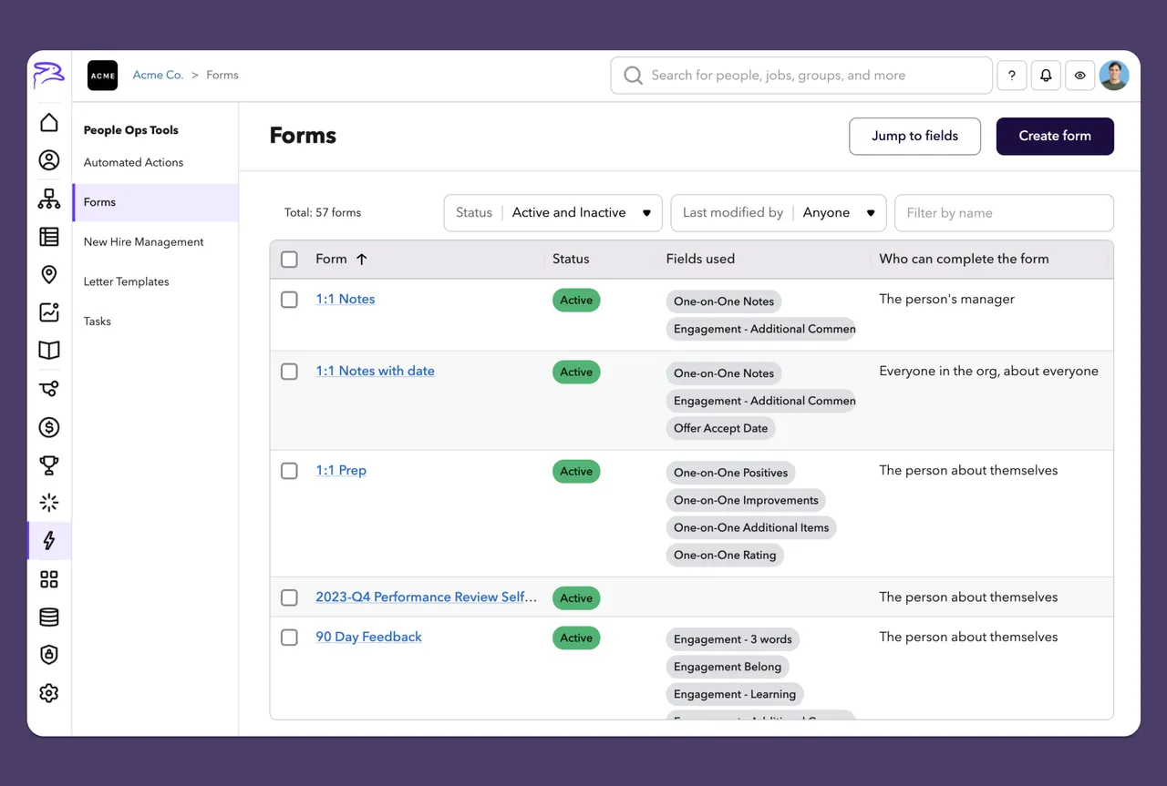 Managing forms - ChartHop documentation