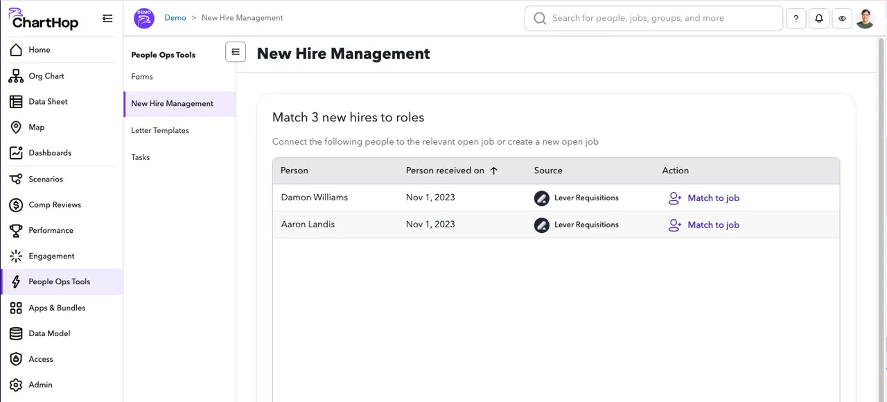 New hire management - ChartHop documentation