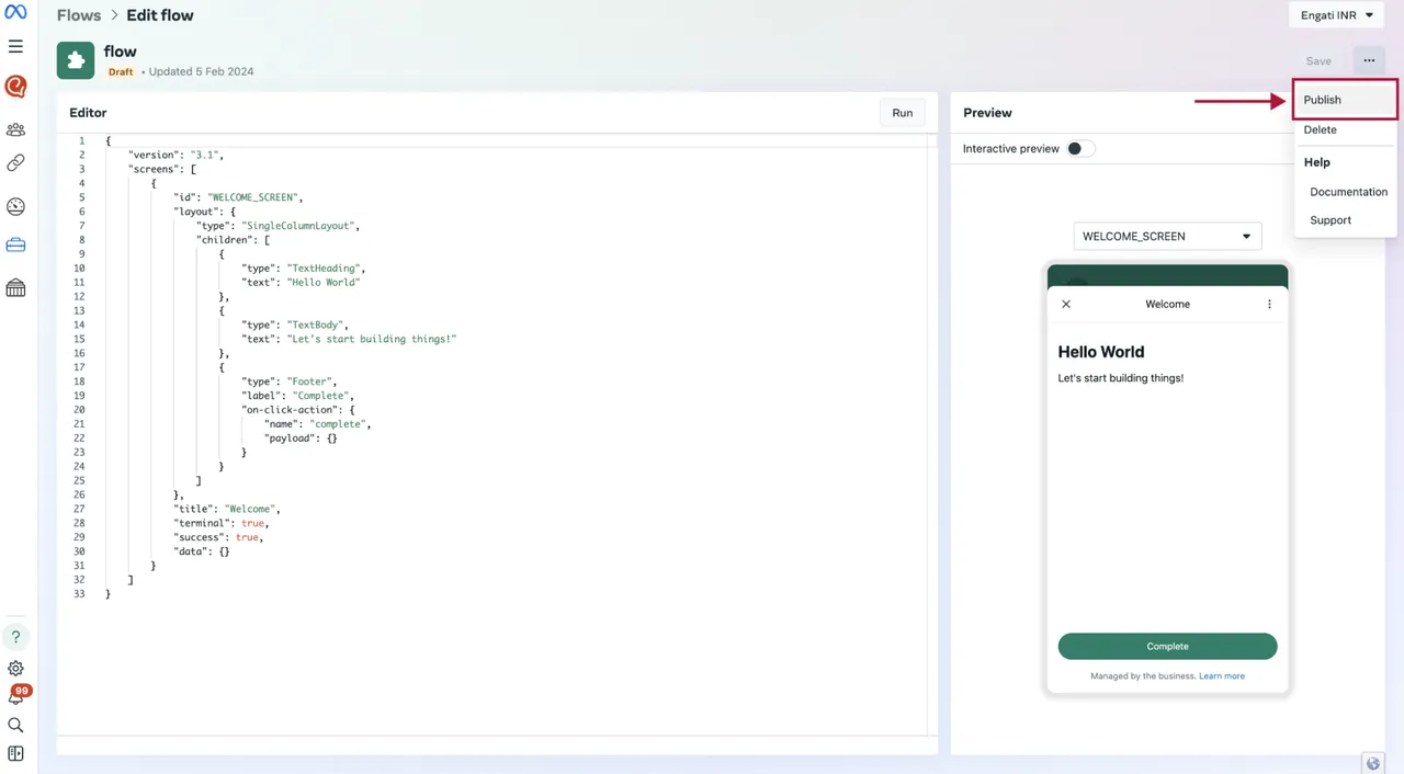 WhatsApp Flow - Engati Product Docs