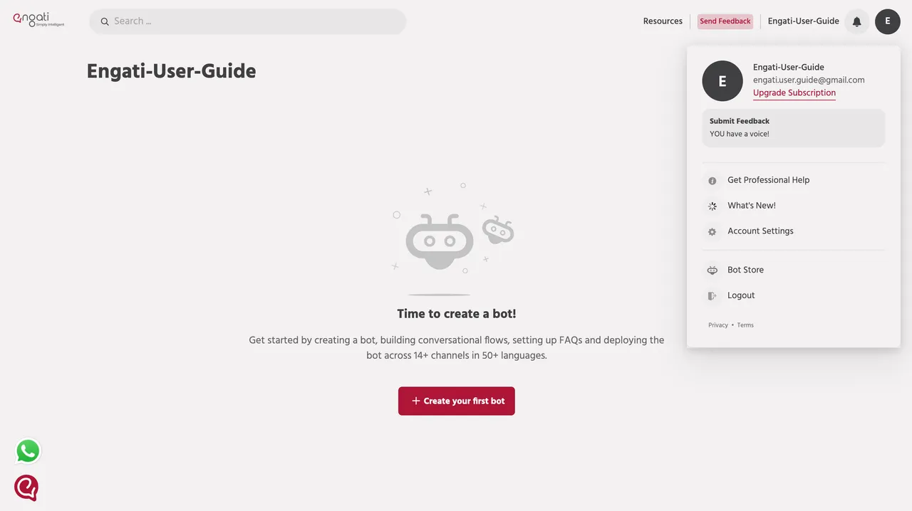 Start Here - Register or Login - Engati Product Docs