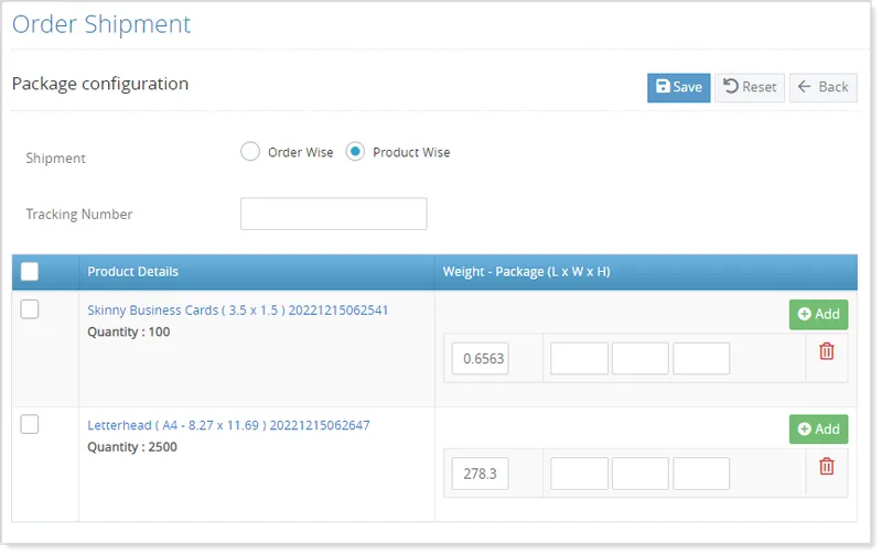 Order Shipment - User Manual