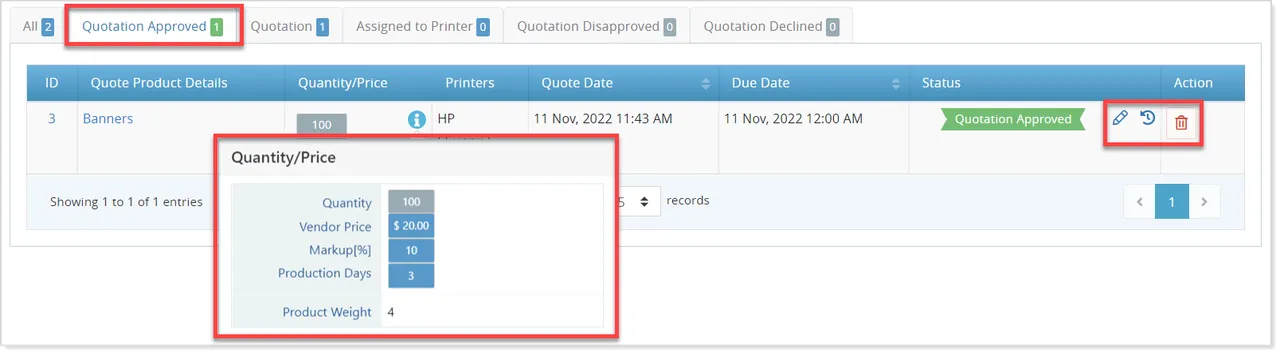 Printer Quotes Dashboard - User Manual