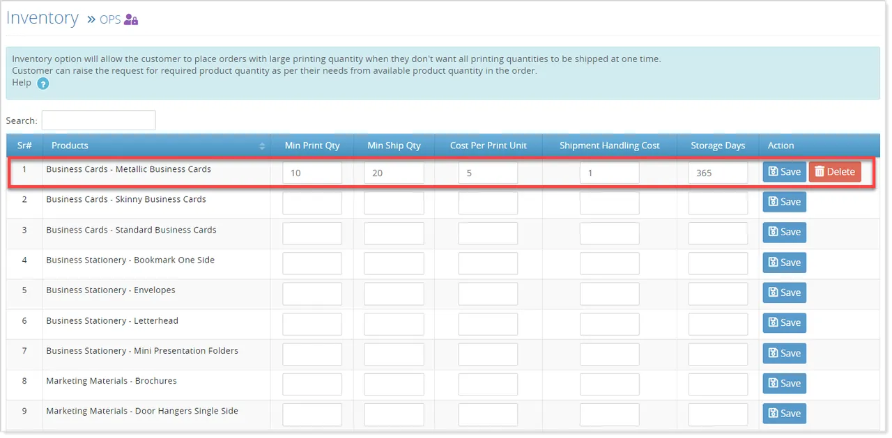 Manage Inventory - User Manual
