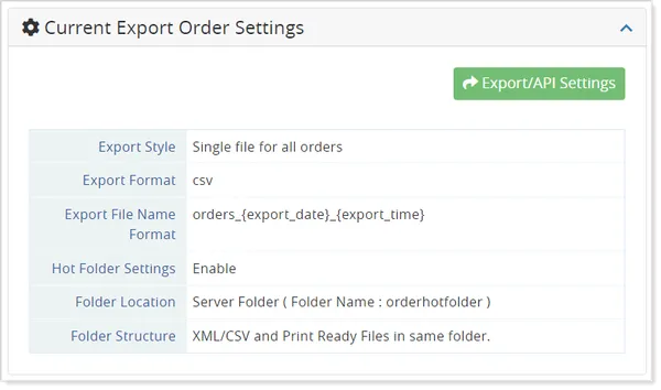 Export/API Orders - User Manual