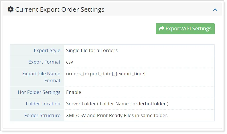 Export/API Orders - User Manual