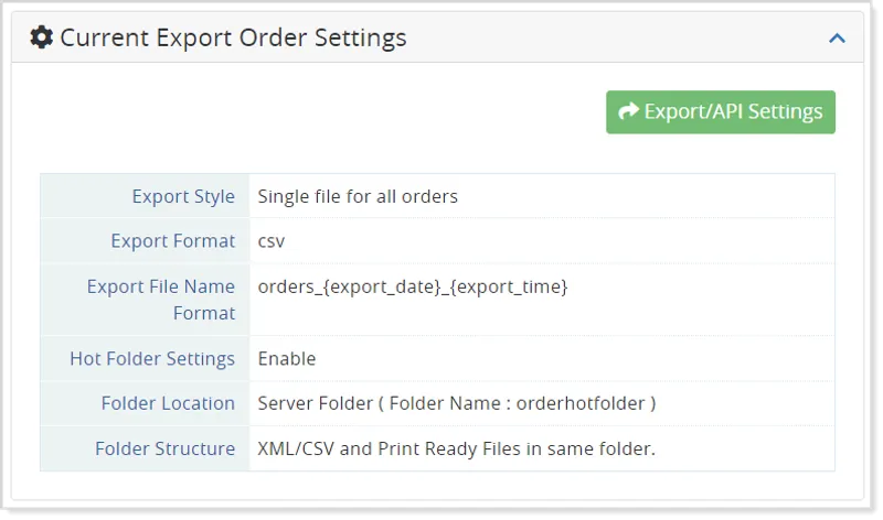 Export/API Orders - User Manual