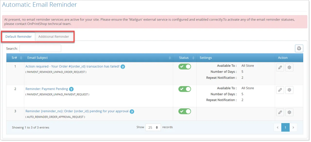 Automatic Email Reminders - User Manual