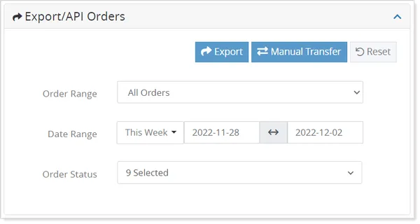 Export/API Orders - User Manual