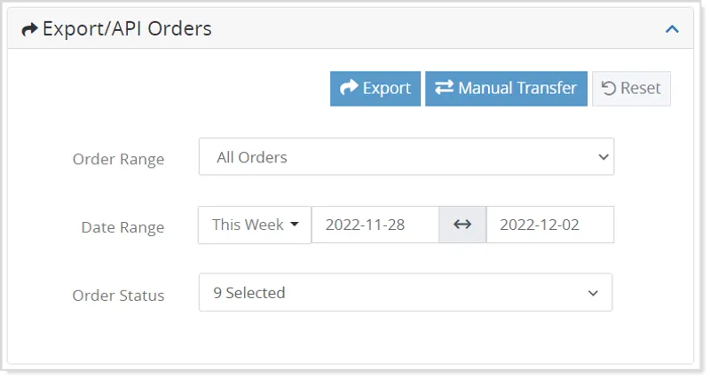 Export/API Orders - User Manual