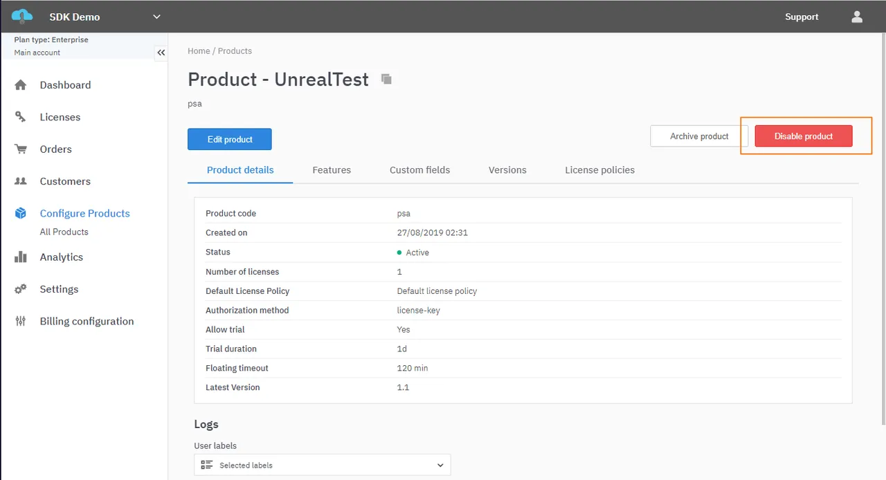 Product Configuration - LicenseSpring Documentation