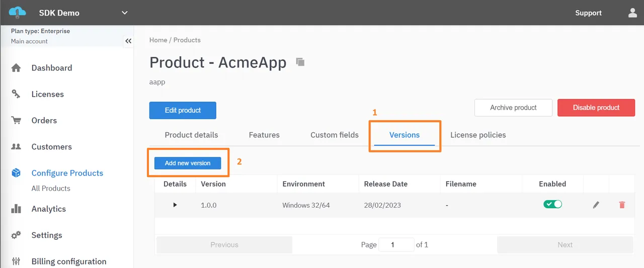 Product Versioning - LicenseSpring Documentation