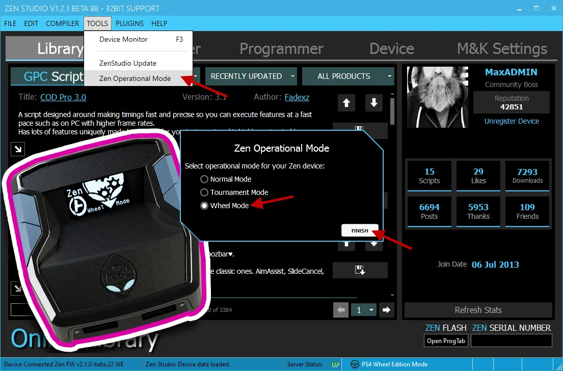 Wheel Mode - PlayStation 4 Setup - Cronus Zen Guide