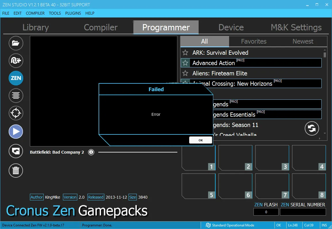 Zen Studio Errors - Cronus Zen Guide