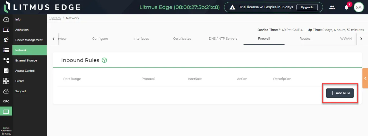 Manage Firewall Rules | Litmus Automation Documentation - Litmus Technical Documentation