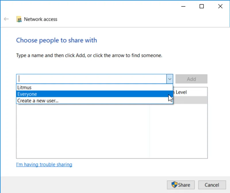Create a Shared Folder in Windows 10 | Litmus Automation Documentation - Litmus Technical ...