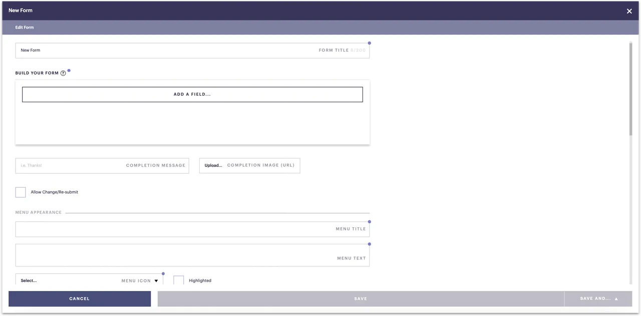 Build a Form - Refresh Documentation
