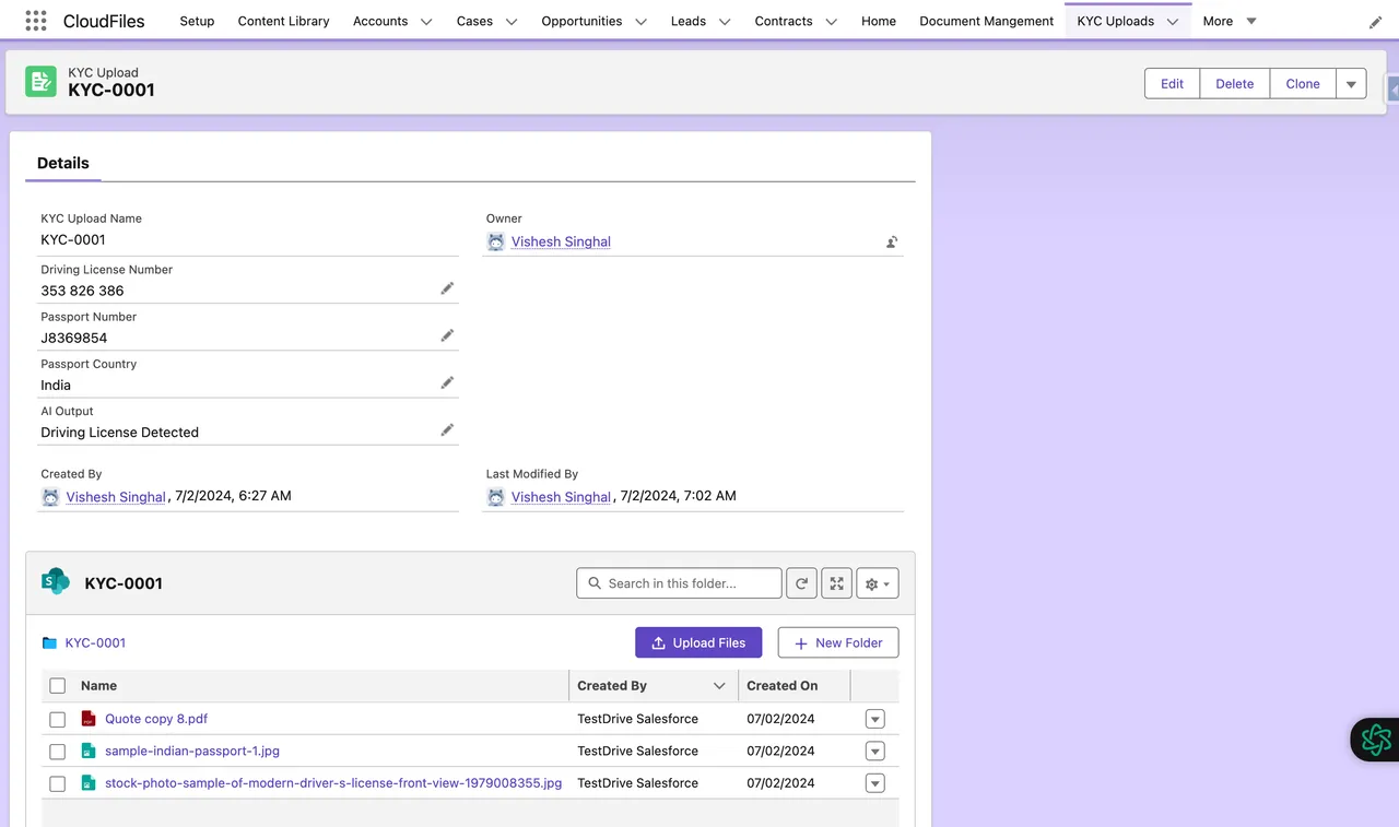 KYC Upload Checker using AI - CloudFiles Salesforce
