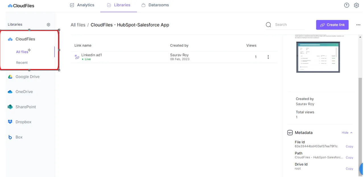 File Management in CloudFiles - Web App