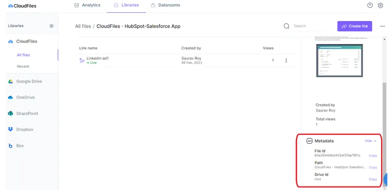 File Management in CloudFiles - Web App