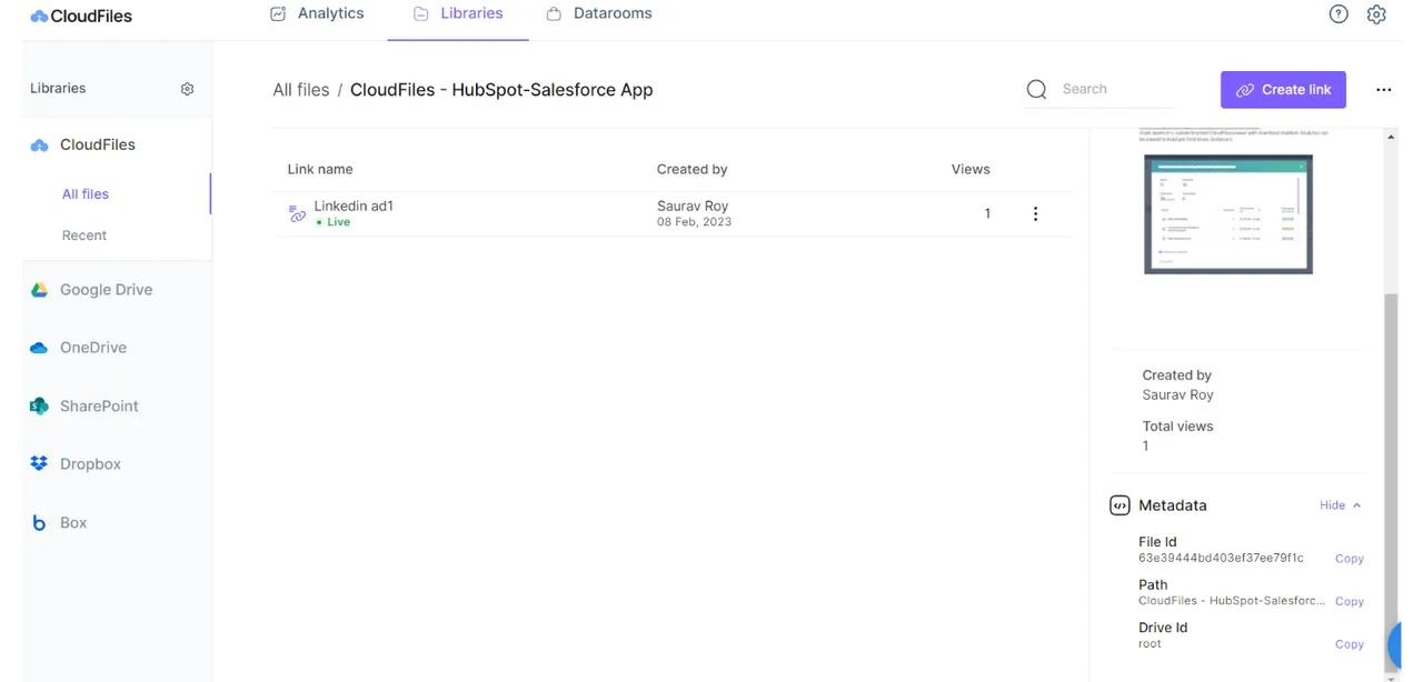 File Management in CloudFiles - Web App