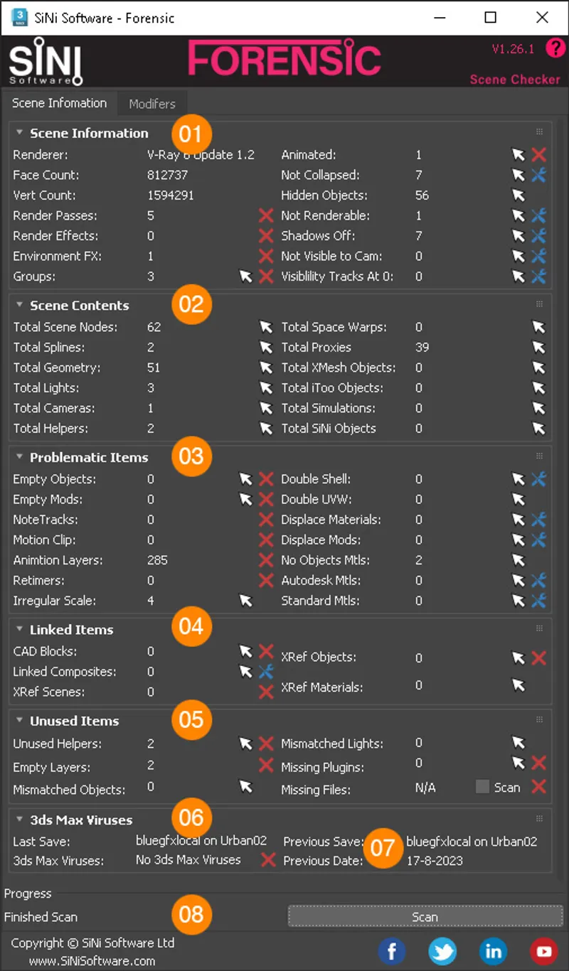 Forensic (UI) - Scene Info - SiNi Help Documentation