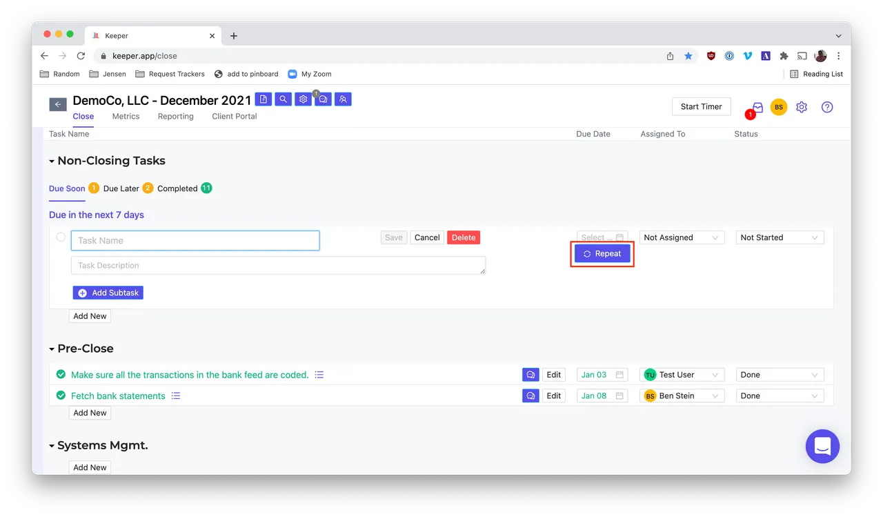 Workflow and Task Management - Keeper Docs