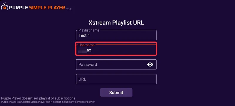 How to Login Adding Xtream Playlist - Purple Smart TV