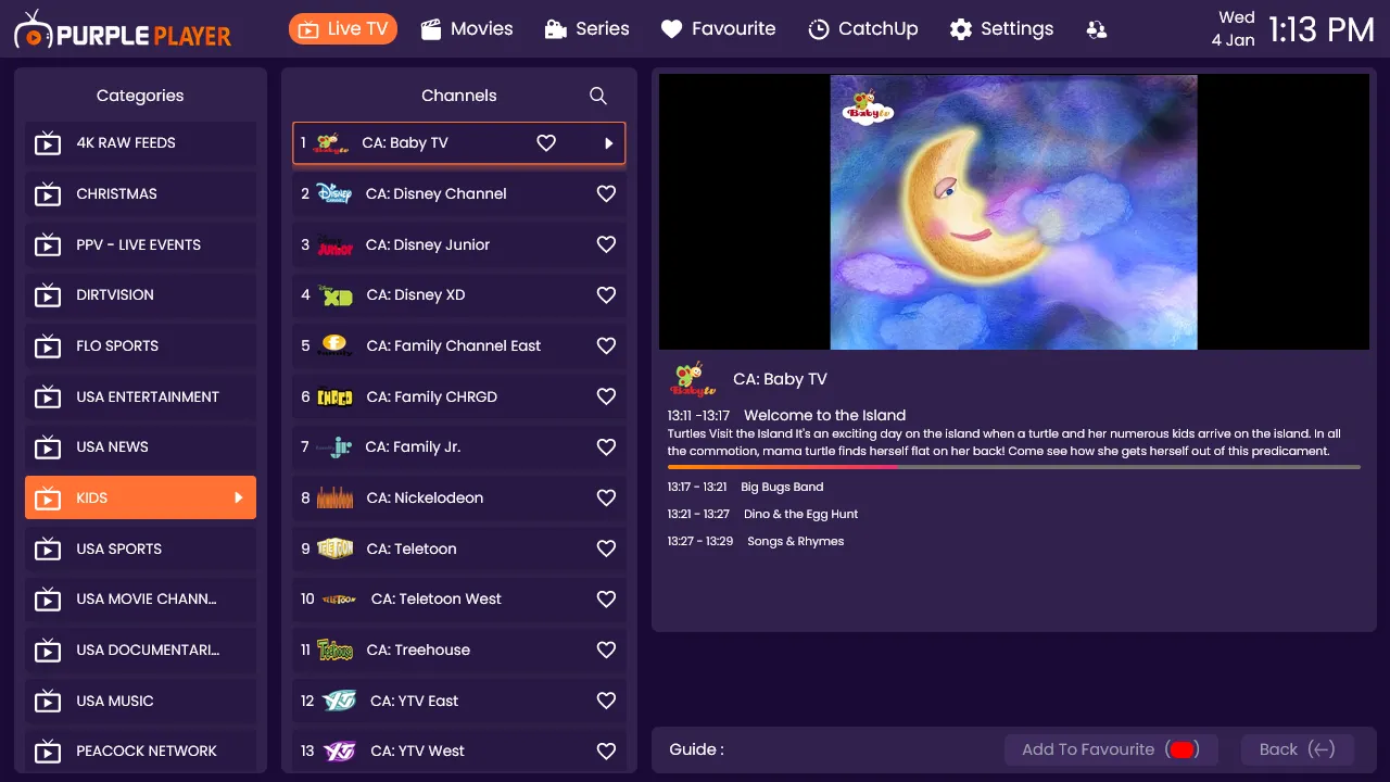 Live Tv - Purple Smart TV