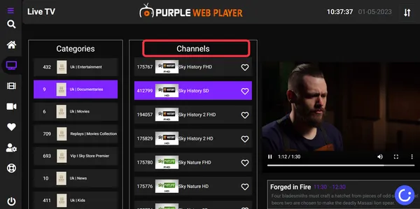 How To Play Live TV Channels - Purple Smart TV