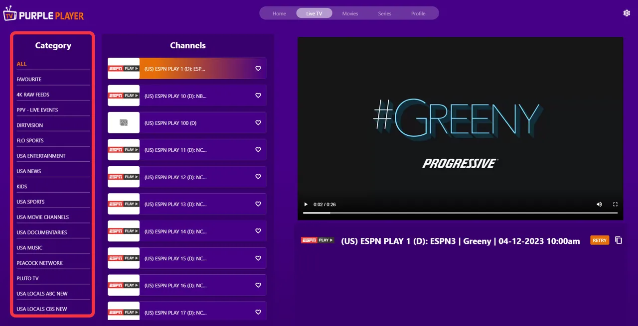 How To Play Live TV Channel in Purple Player - Purple Smart TV