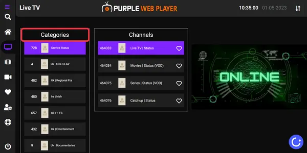 How To Play Live TV Channels - Purple Smart TV