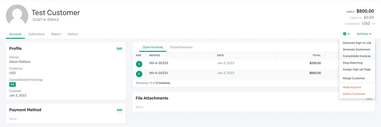 Customers - Invoiced Documentation