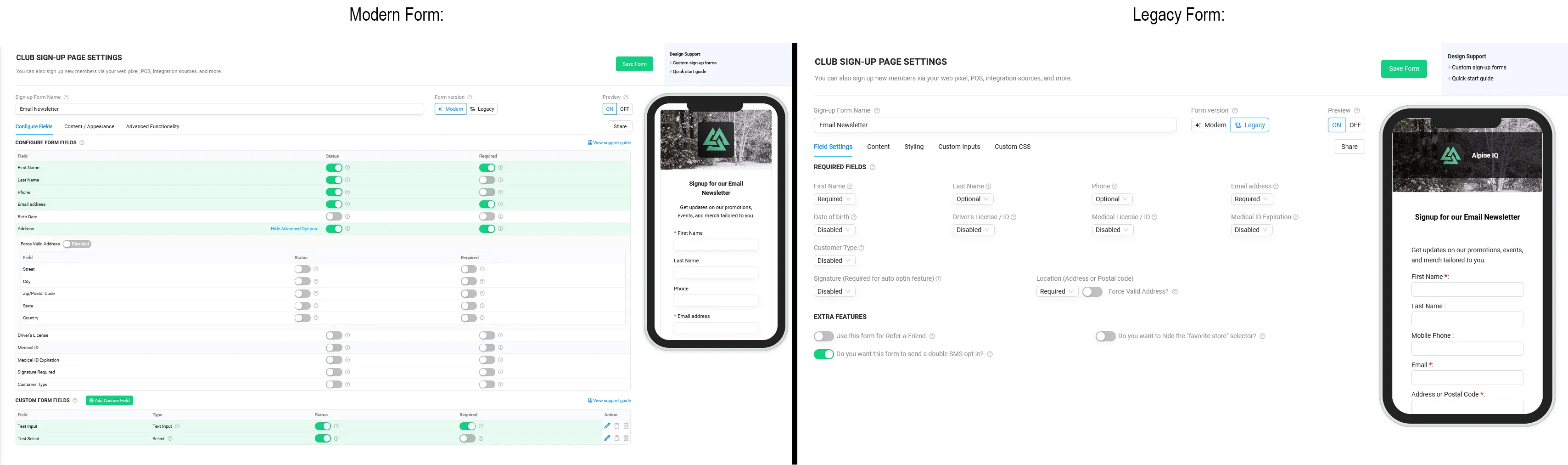 Signup forms - Alpine IQ - User Guides