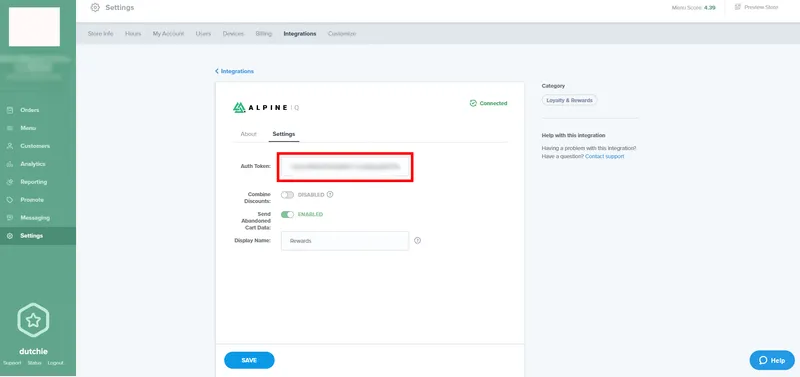 Dutchie - Alpine IQ - Integrations