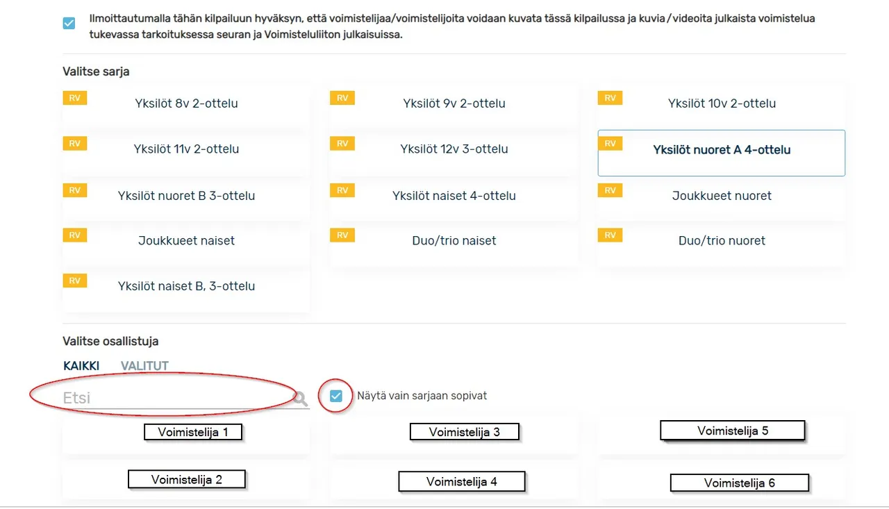 Ilmoittautuminen kilpailuihin - Kisanet ohjeet