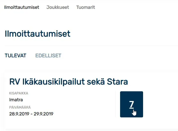 Ilmoittautuminen kilpailuihin - Kisanet ohjeet
