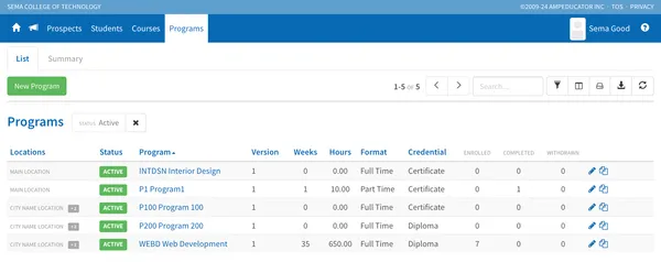 Programs Overview - ampEducator Knowledge Base