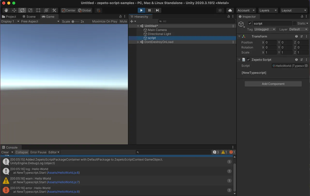 Hello ZEPETOScript - World SDK Guide