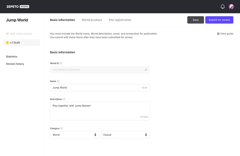 Installation and settings - World SDK Guide