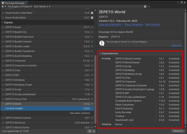 Updating Package - World SDK Guide