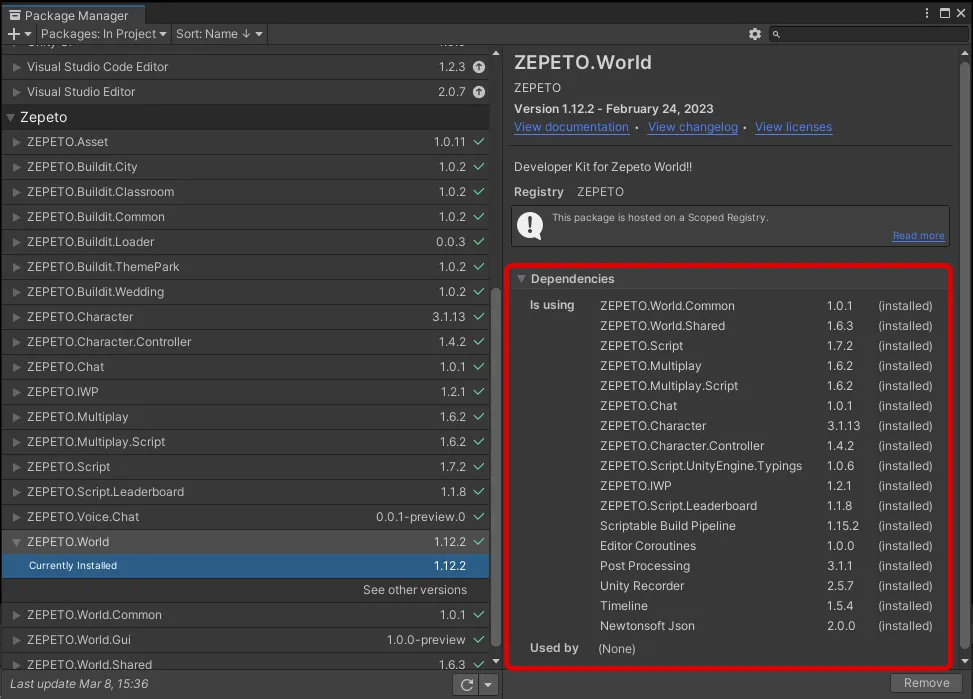 Updating Package - World SDK Guide