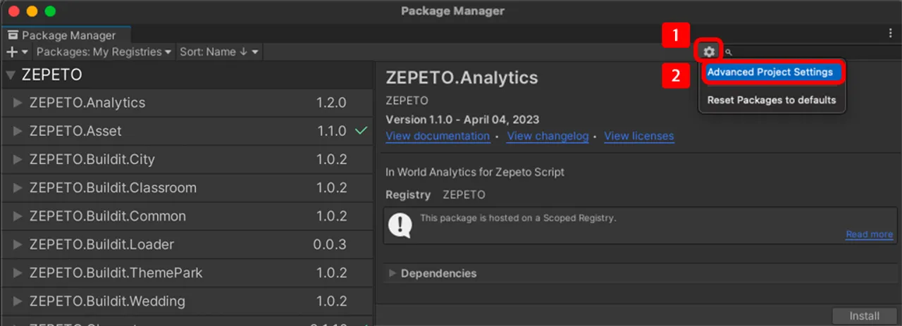 Using the ZEPETO asset package - World SDK Guide