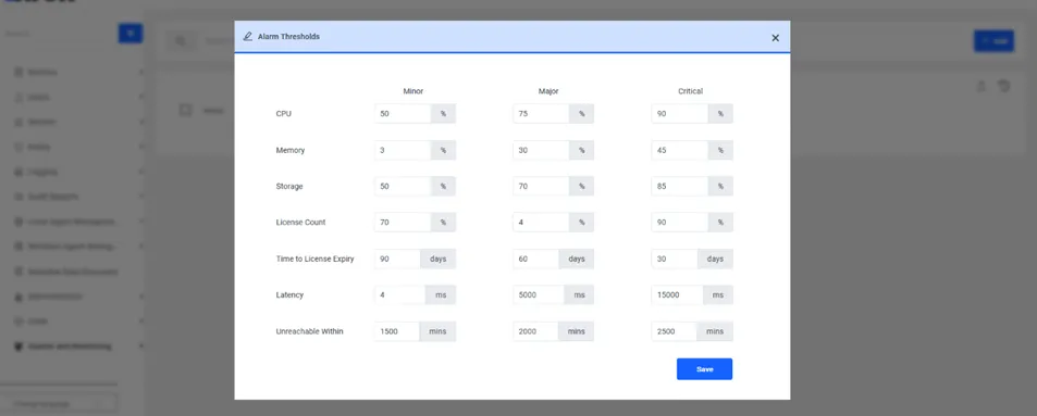Alarm Threshold Set up - 3.6.0