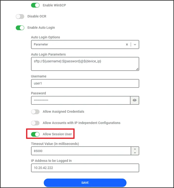 Log in to a Remote Application with Session User - 3.6.0