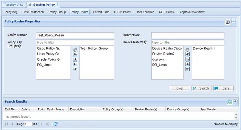 Policy Realm Definition - Kron PAM Reference Guide