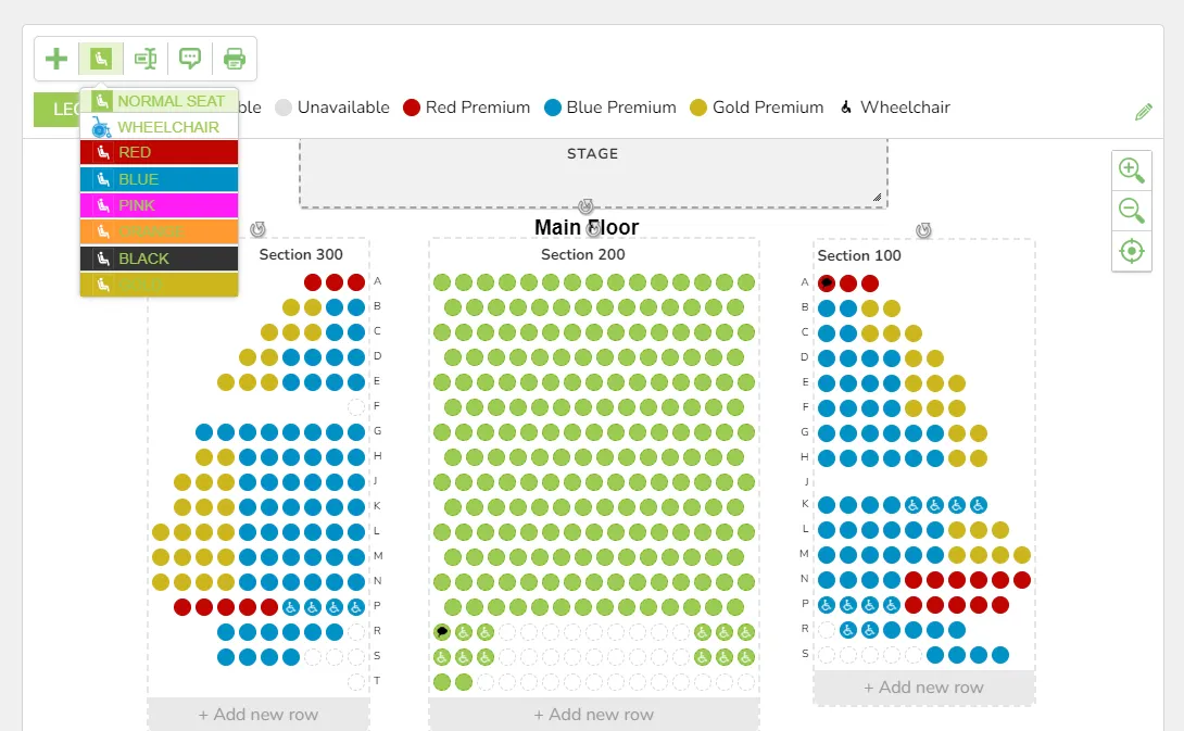 Changing the Color of Tiered Seating - Ludus Manual