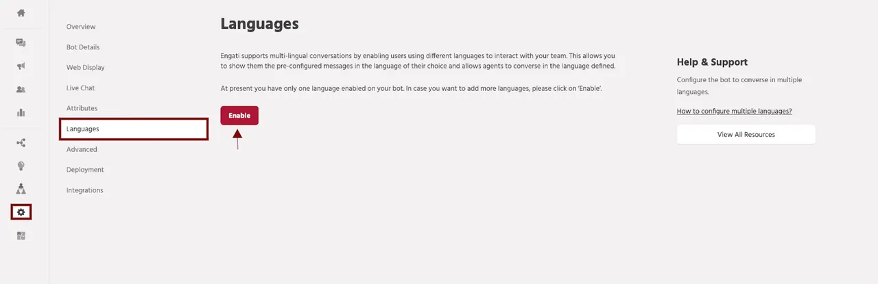 Enabling Multiple Languages - Engati Product Docs